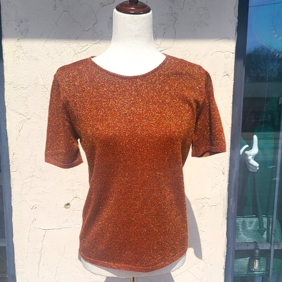 Vintage | Tops | Vintage Bronze Metallic Thread Top | Poshmark